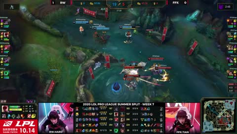 LPL RW vs FPX 精彩操作 Haro李星完美回踢Doinb 最後倒下的狀態踢死Khan